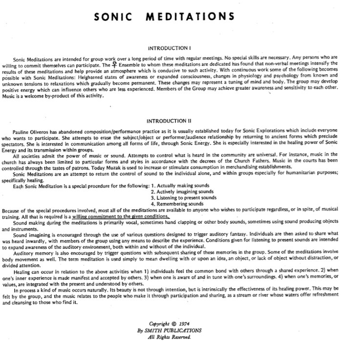pauline oliveros’ sonic meditations (1974) the complete text and scores ...